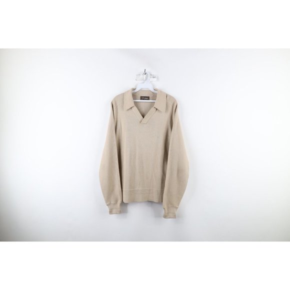 Vintage | Sweaters | Vtg 7s Mens Medium Distressed Blank Knit Collared ...
